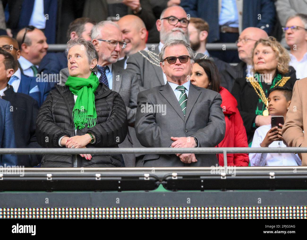 Simon Hallet with wife during the Papa John's Trophy Final match Bolton ...