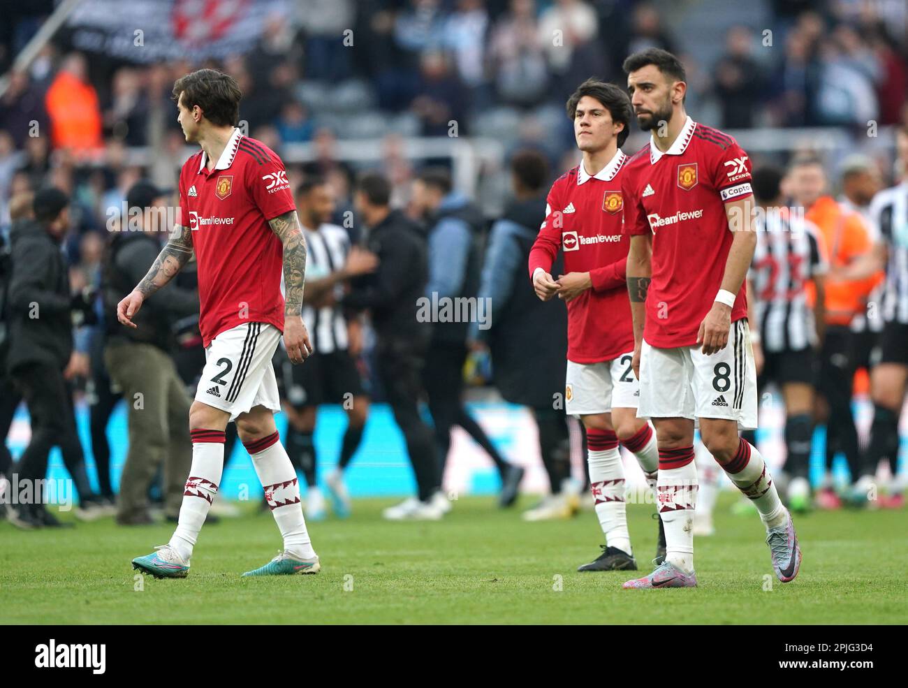 Manchester United's Victor Lindelof (left), Facundo Pellistri and Bruno ...