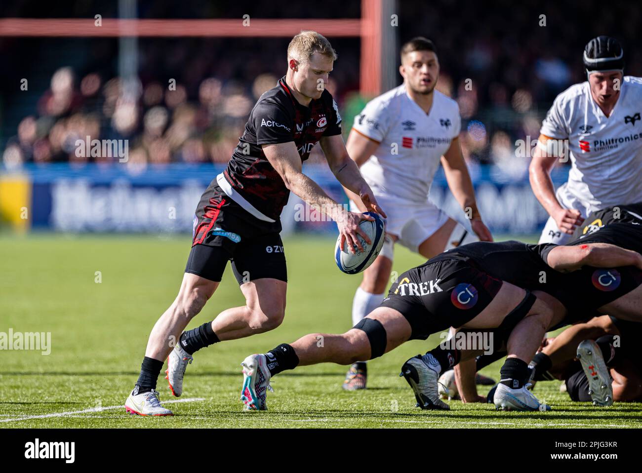 LONDON, UNITED KINGDOM. 02, Apr 2023. Ivan Van Zyl of Saracens in ...