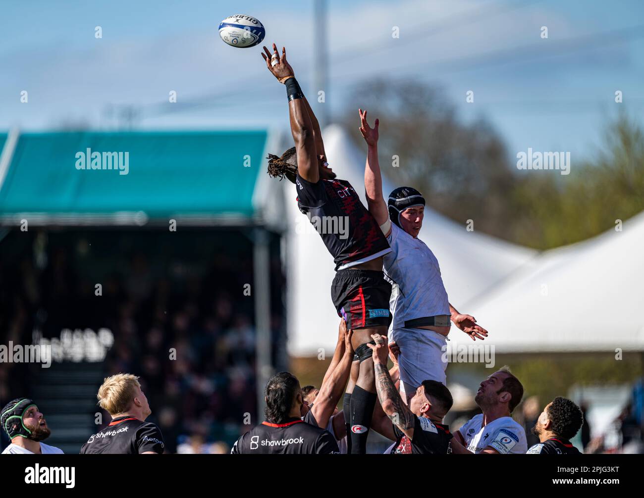 LONDON, UNITED KINGDOM. 02, Apr 2023. Maro Itoje of Saracens missed the ...