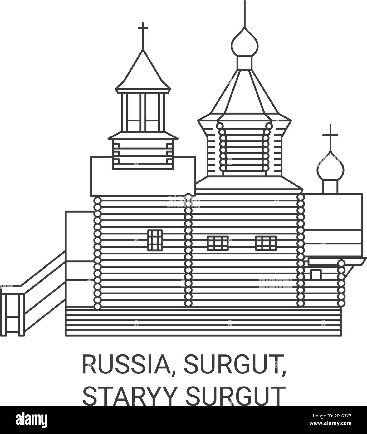 Russia, Surgut, Staryy Surgut travel landmark vector illustration Stock ...