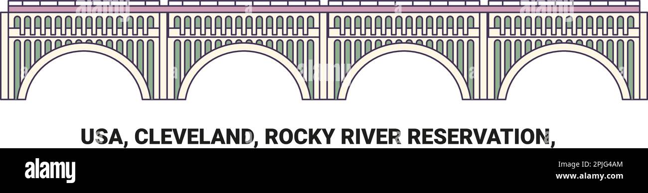 Usa, Cleveland, Rocky River Reservation, travel landmark vector ...