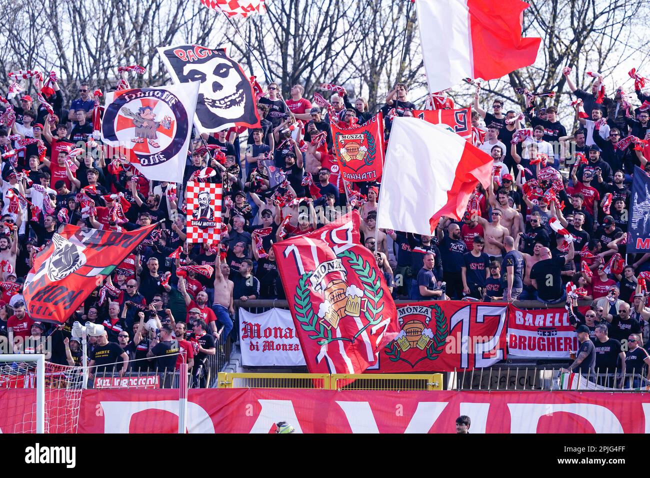 Monza, Italy. 02nd Apr, 2023. AC Monza supporters of Curva Davide Pieri ...