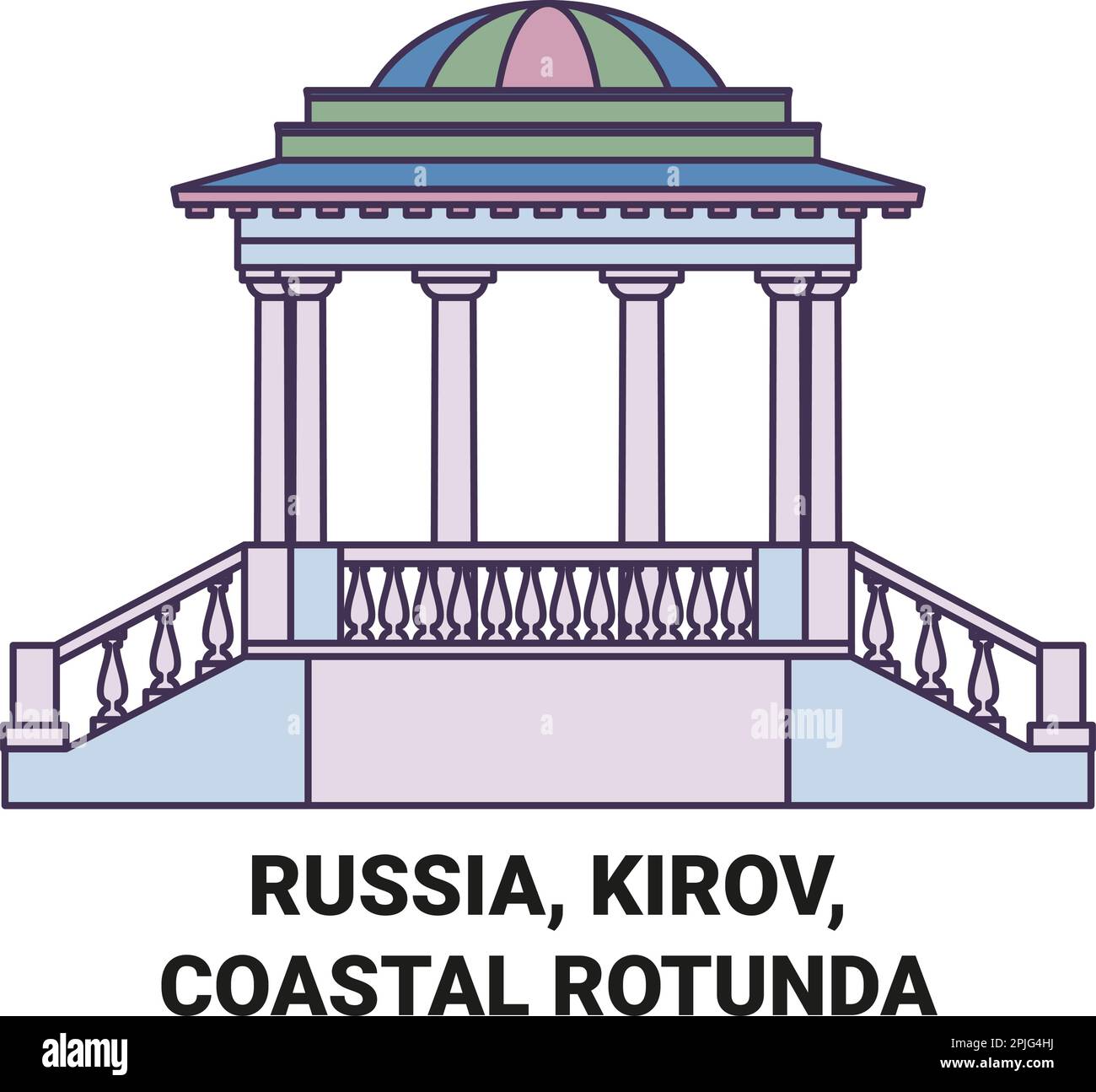 Russia, Kirov, Coastal Rotunda travel landmark vector illustration ...