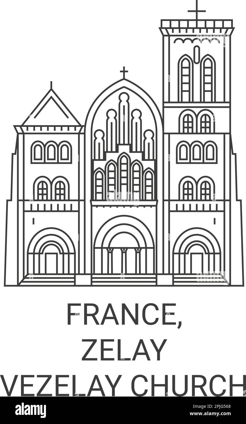 France, Vezelay, Vezelay Church travel landmark vector illustration ...