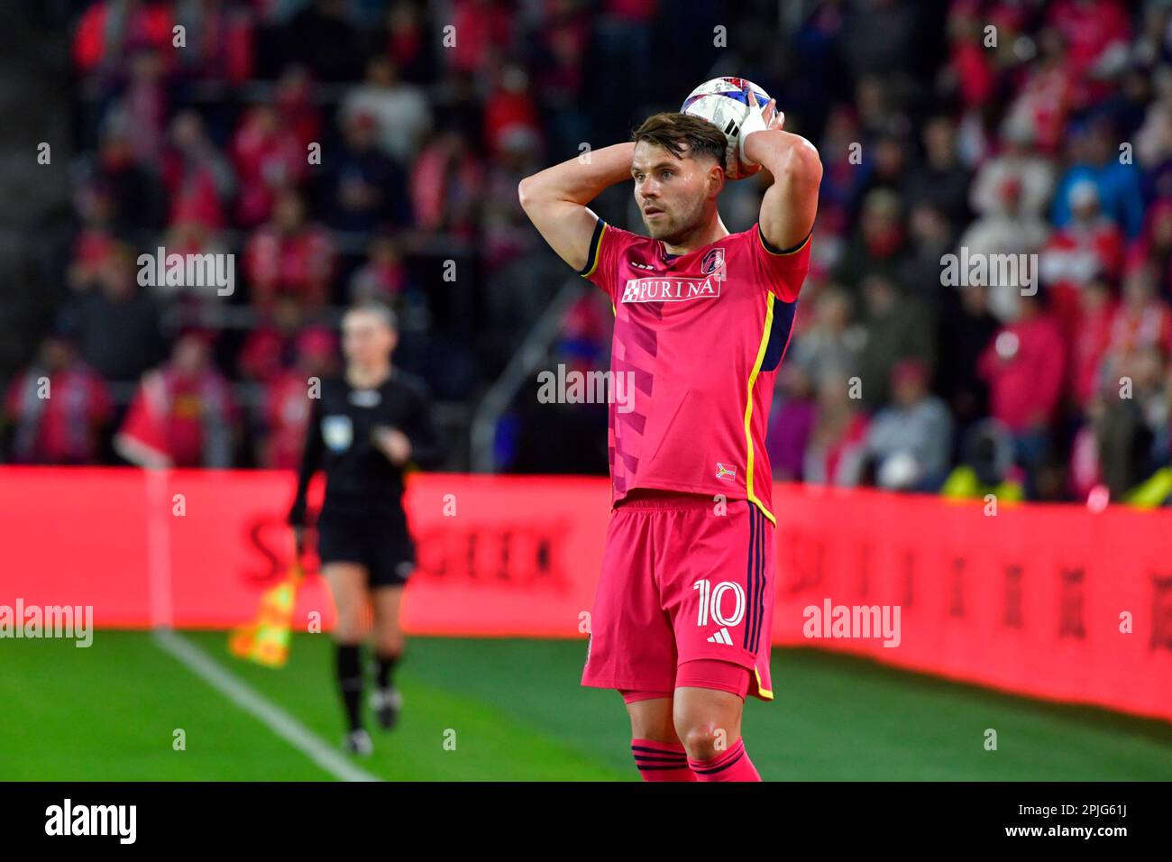 St. Louis, USA. 01st Apr, 2023. St. Louis City midfielder Eduard Löwen ...