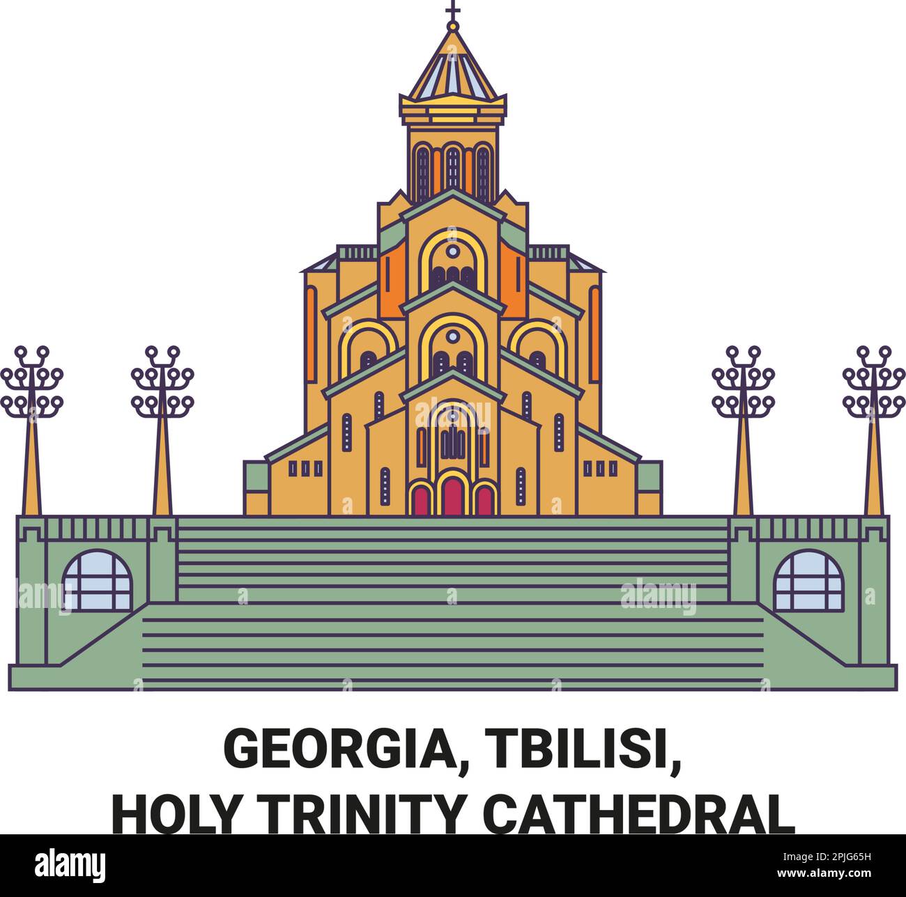 Georgia, Tbilisi, Holy Trinity Cathedral travel landmark vector ...