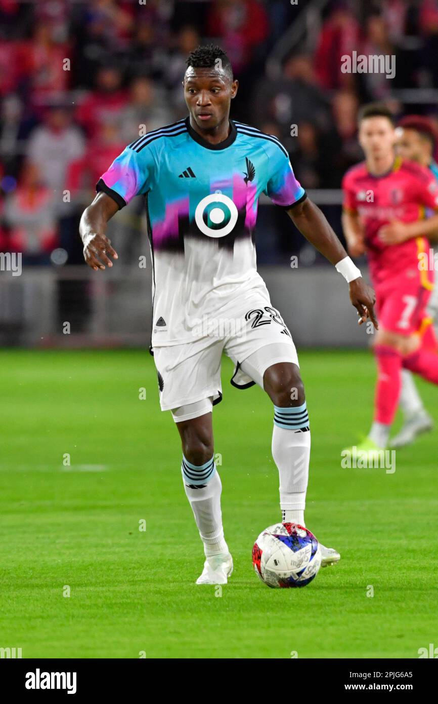 St. Louis, USA. 01st Apr, 2023. Minnesota United forward Bongokuhle ...