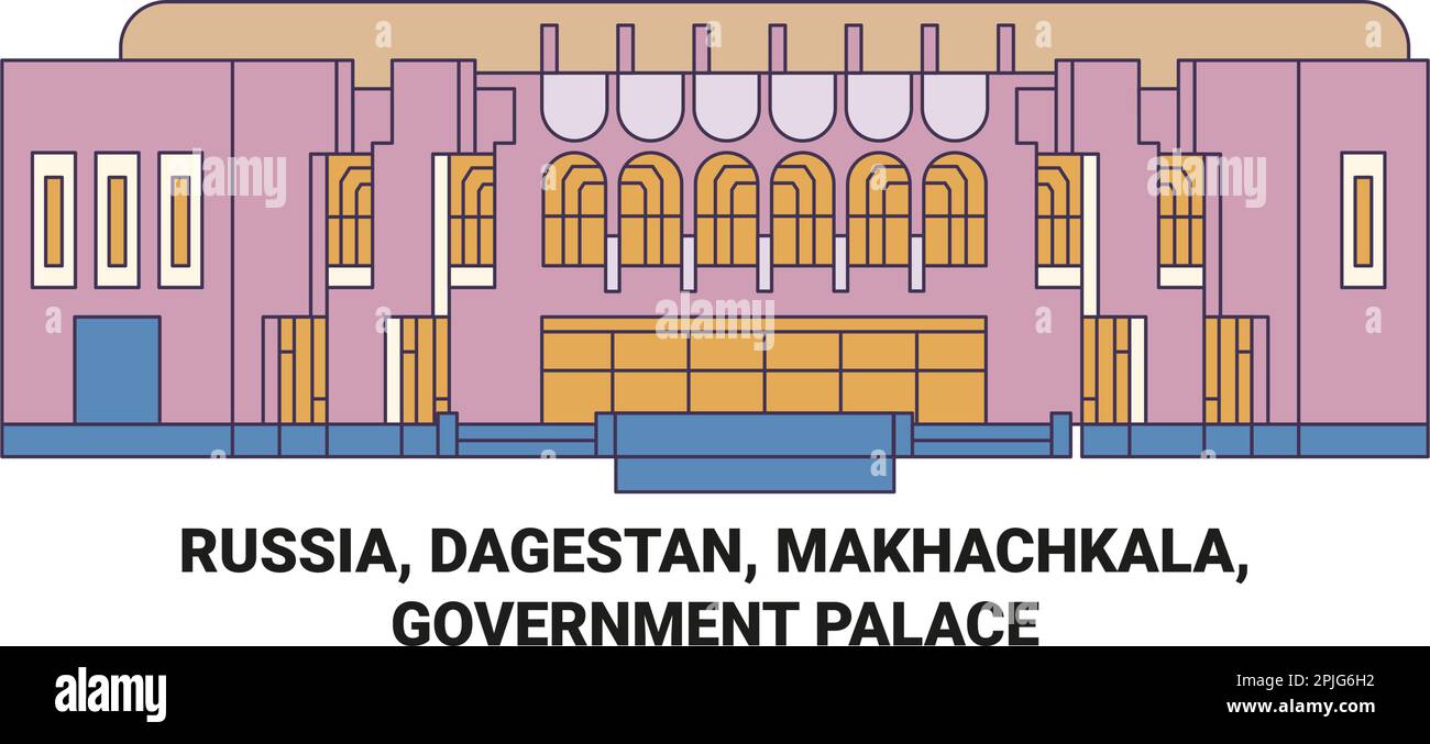 Russia, Dagestan, Makhachkala, Government Palace travel landmark vector ...