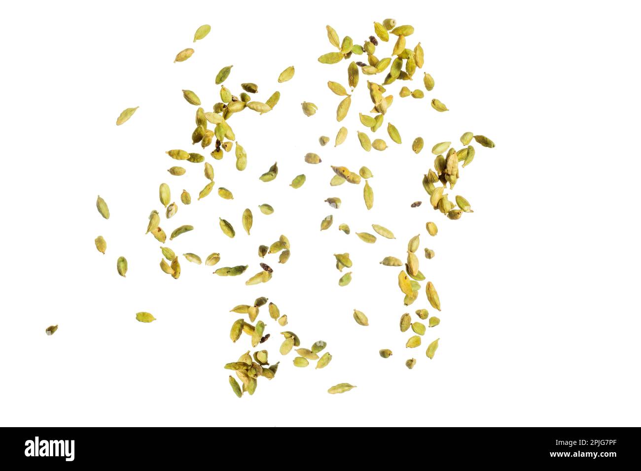 Falling Cardamom isolated on white background, clipping path, full ...