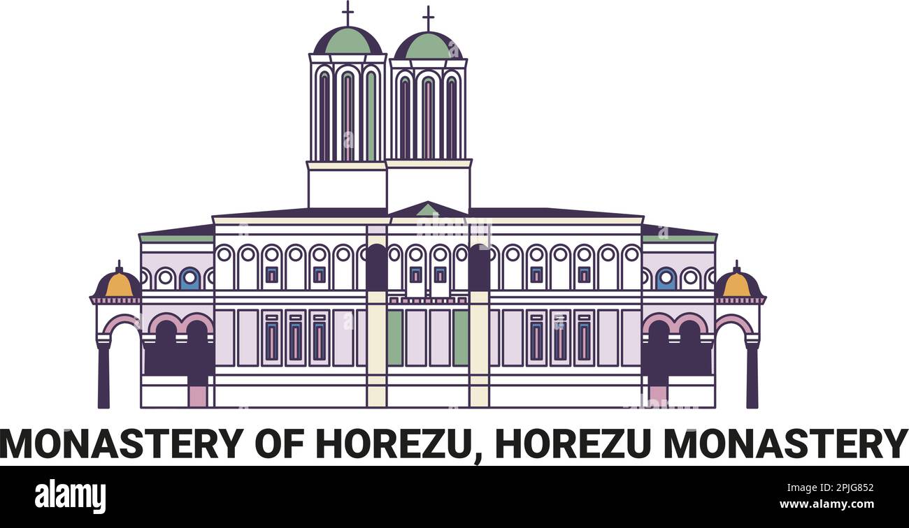Romania, Monastery Of Horezu travel landmark vector illustration Stock ...