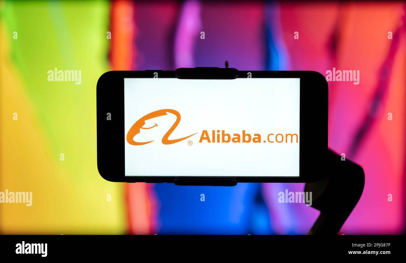 In this photo illustration, the Alibaba logo is seen displayed on a ...