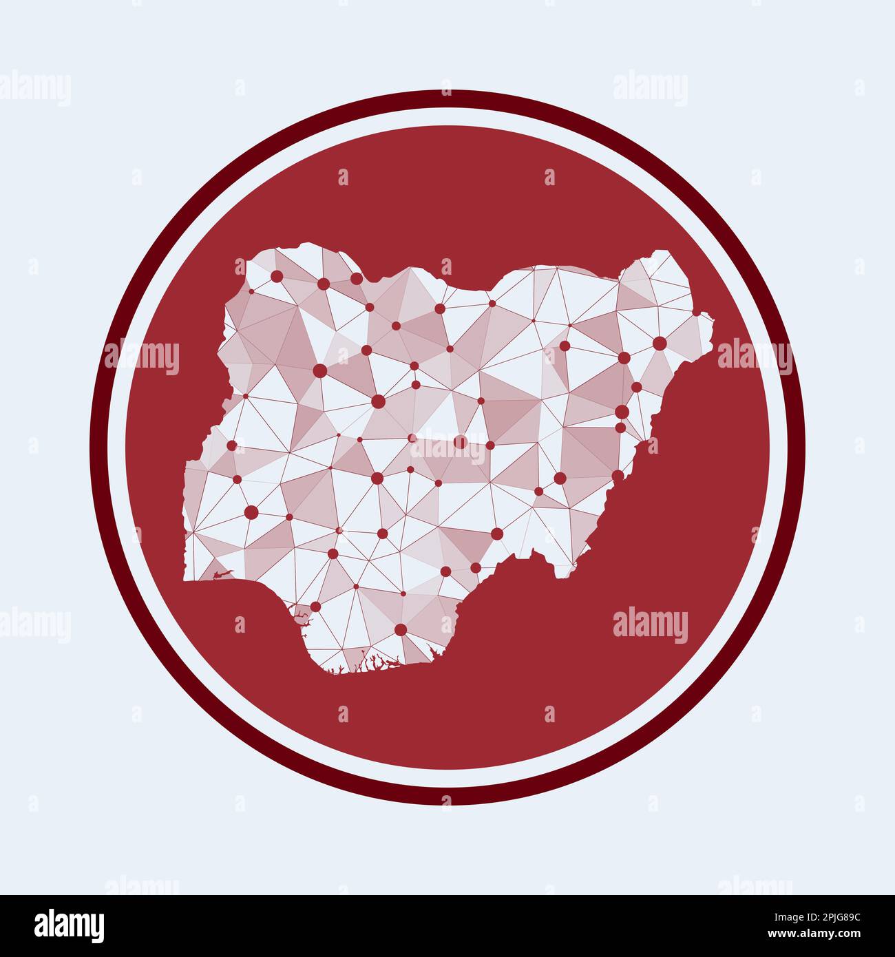 Nigeria icon. Trendy tech logo of the country. Geometric mesh round ...