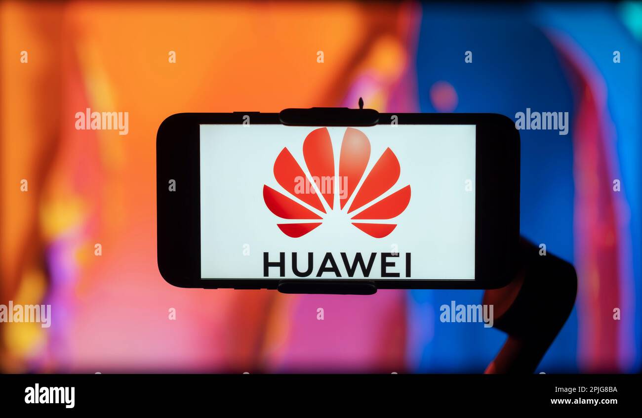 In this photo illustration, the Huawei logo is seen displayed on a ...
