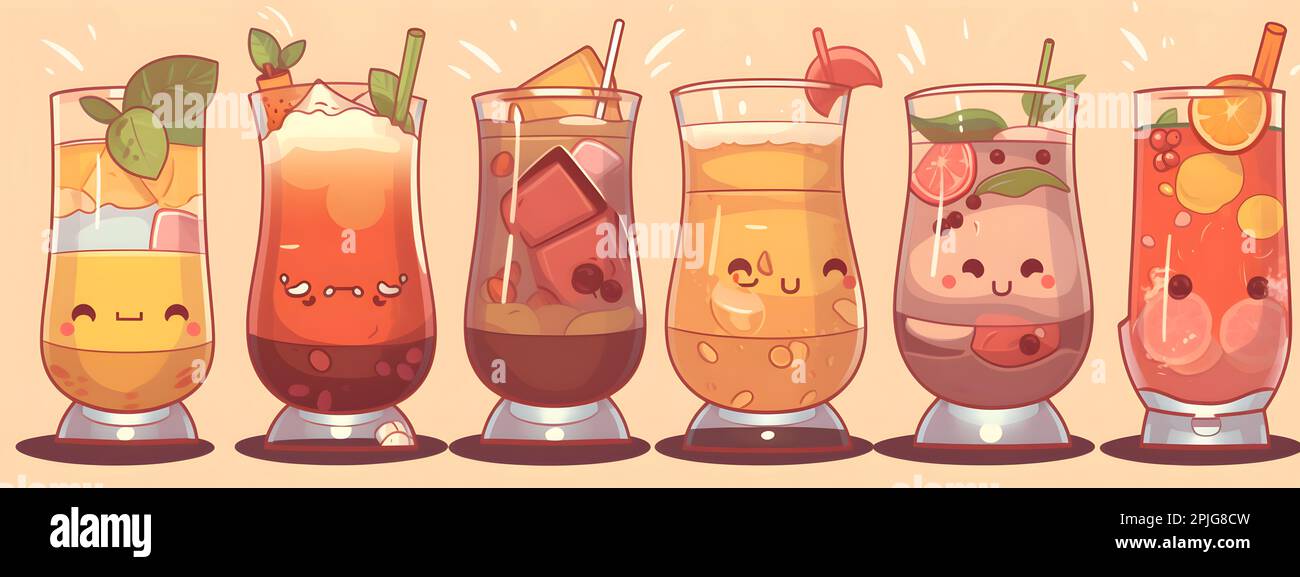 Non alcoholic cold summer cocktail drinks and lemonades in different ...