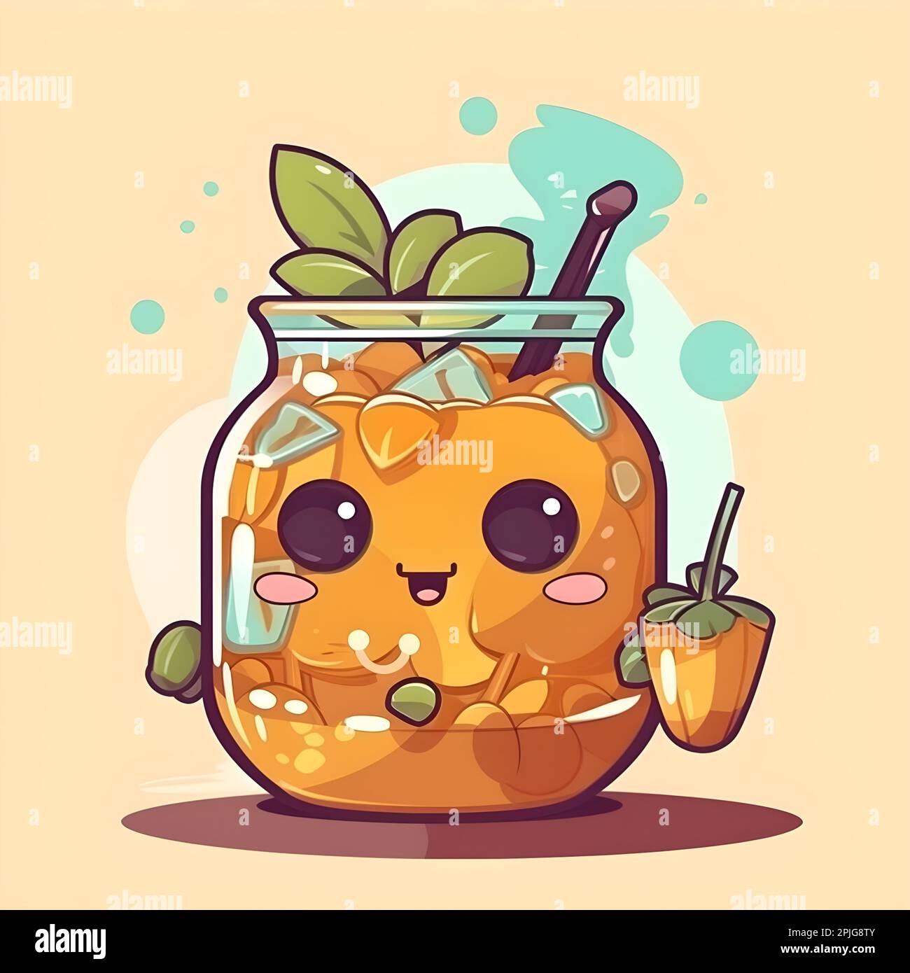 Non alcoholic cold summer ice tea drink or lemonade in glass. Bright ...