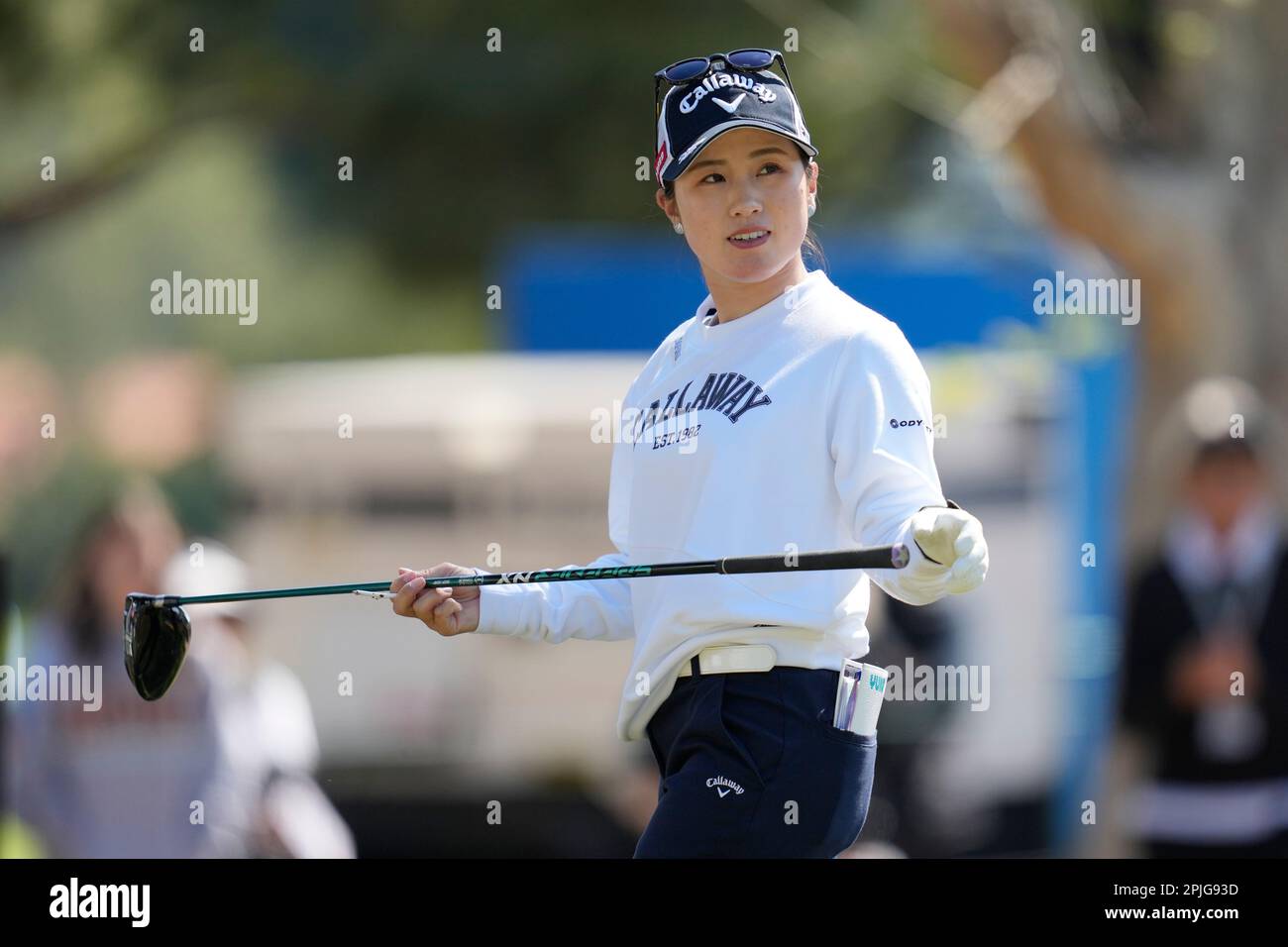 Yuna Nishimura tees off at the 10th hole during the final round of LPGA ...