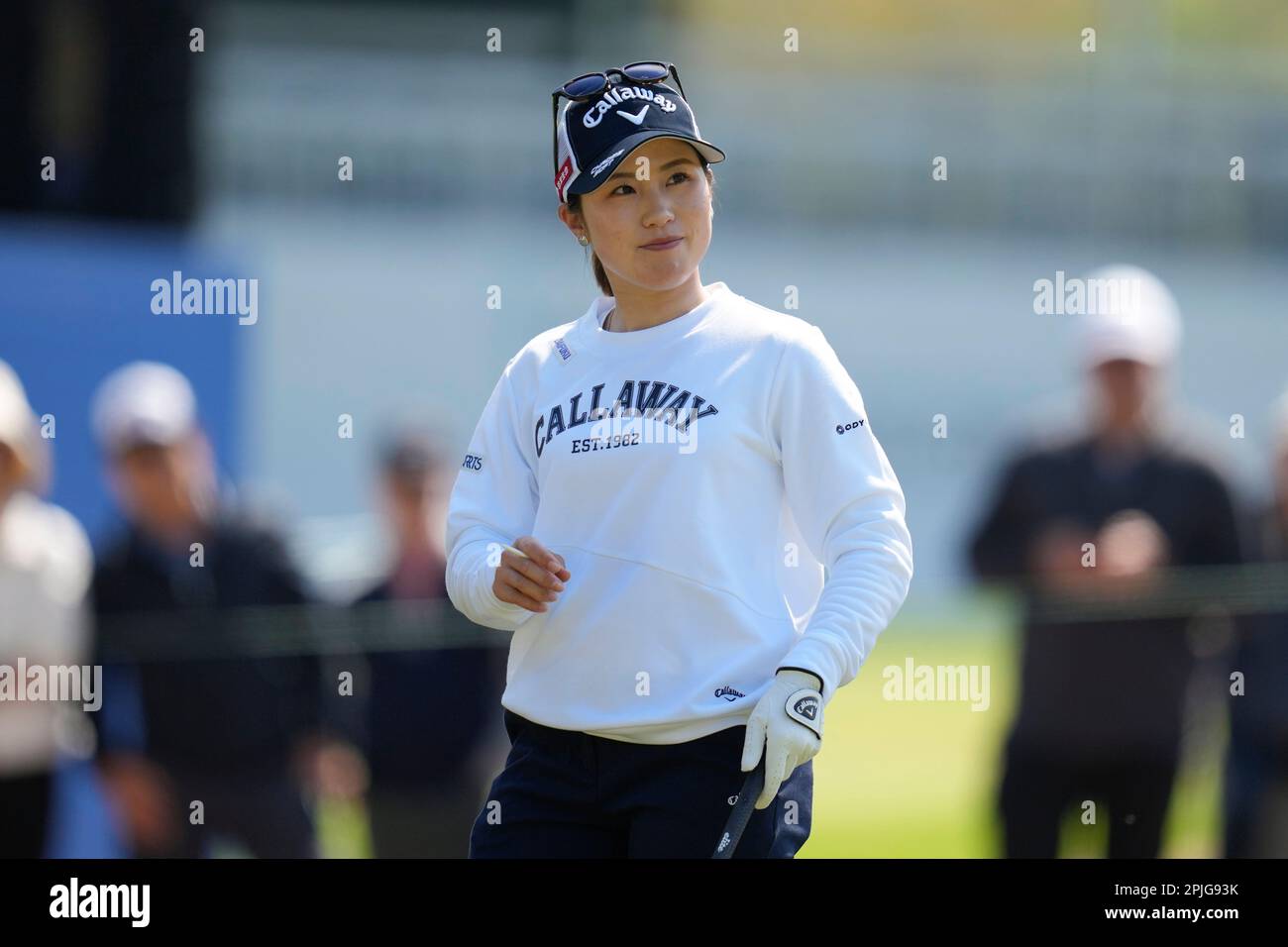 Yuna Nishimura prepares to tee off at the 10th hole during the final ...