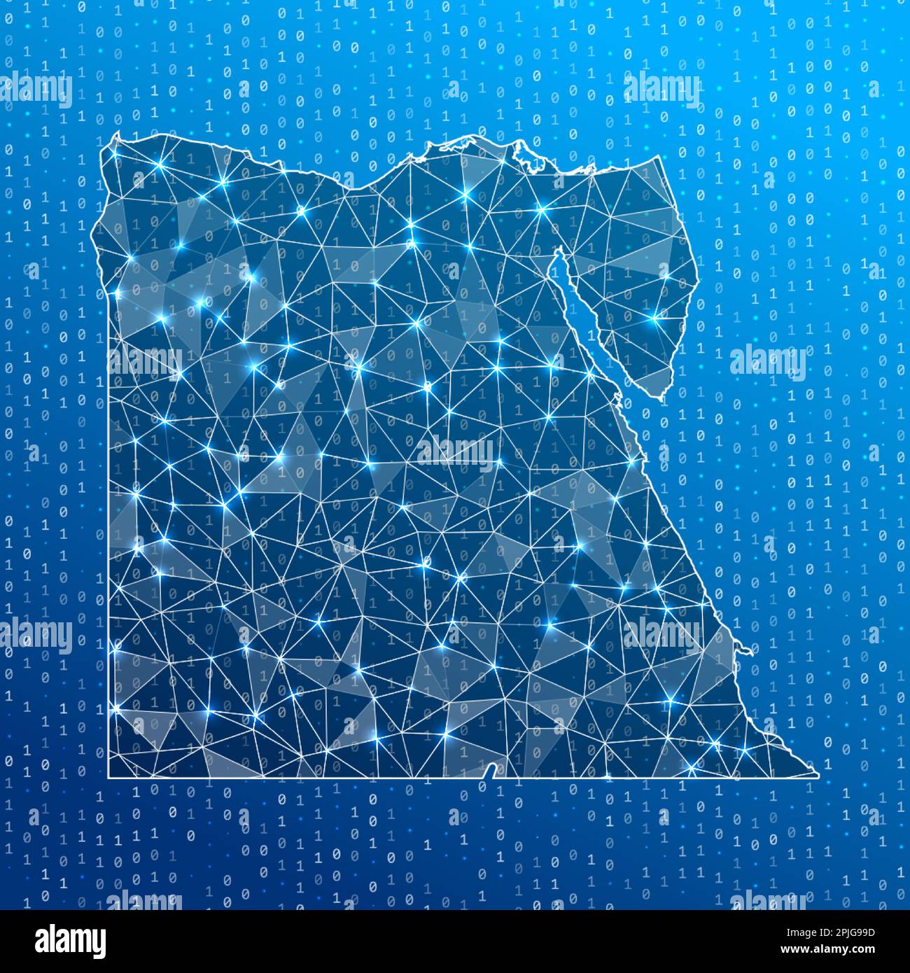 Network map of Egypt. Country digital connections map. Technology, internet, network ...