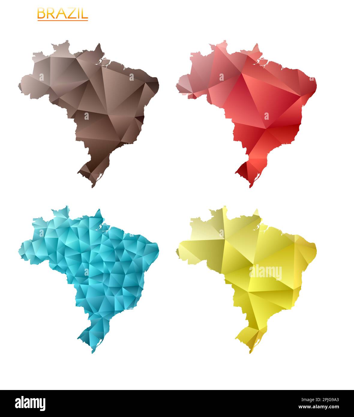 Set of vector polygonal maps of Brazil. Bright gradient map of country ...