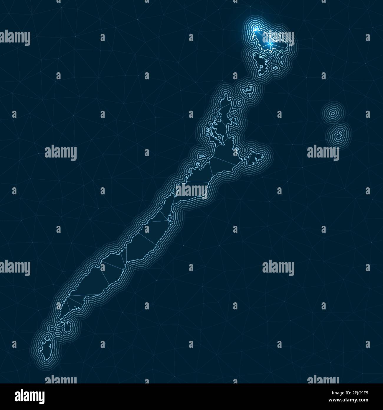 Palawan network map. Abstract geometric map of the island. Digital ...