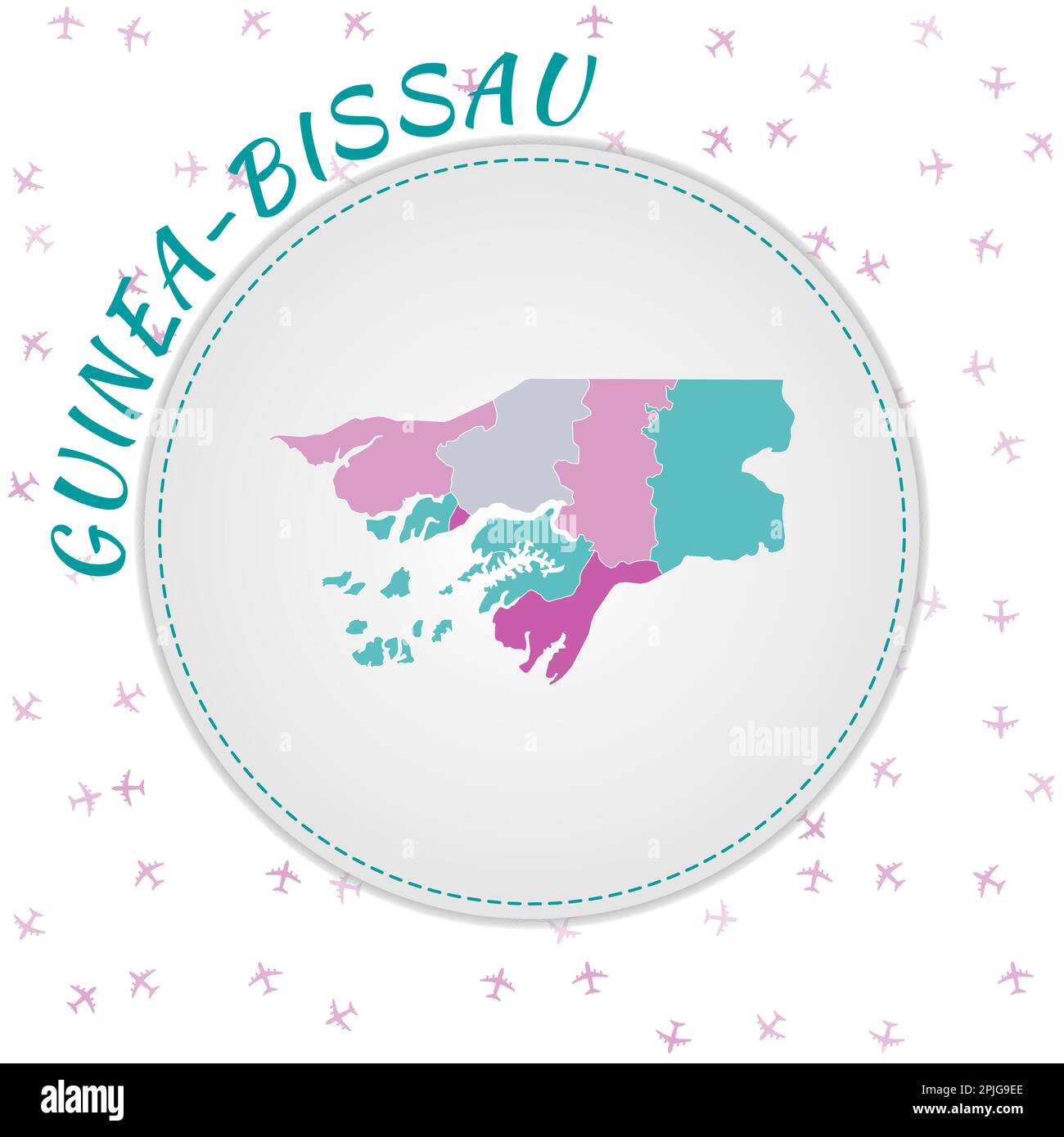 Guinea-Bissau map design. Map of the country with regions in emerald ...