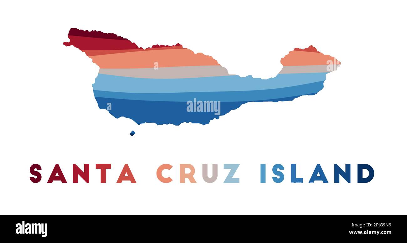 Santa Cruz Island map. Map of the island with beautiful geometric waves ...