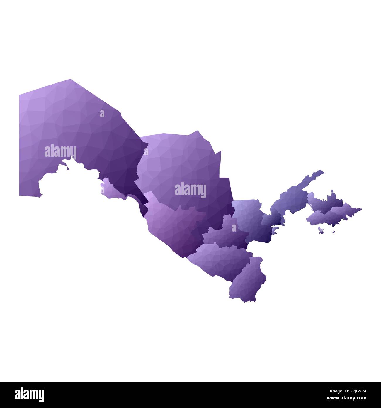 Uzbekistan map. Geometric style country outline. Overwhelming violet vector illustration Stock ...