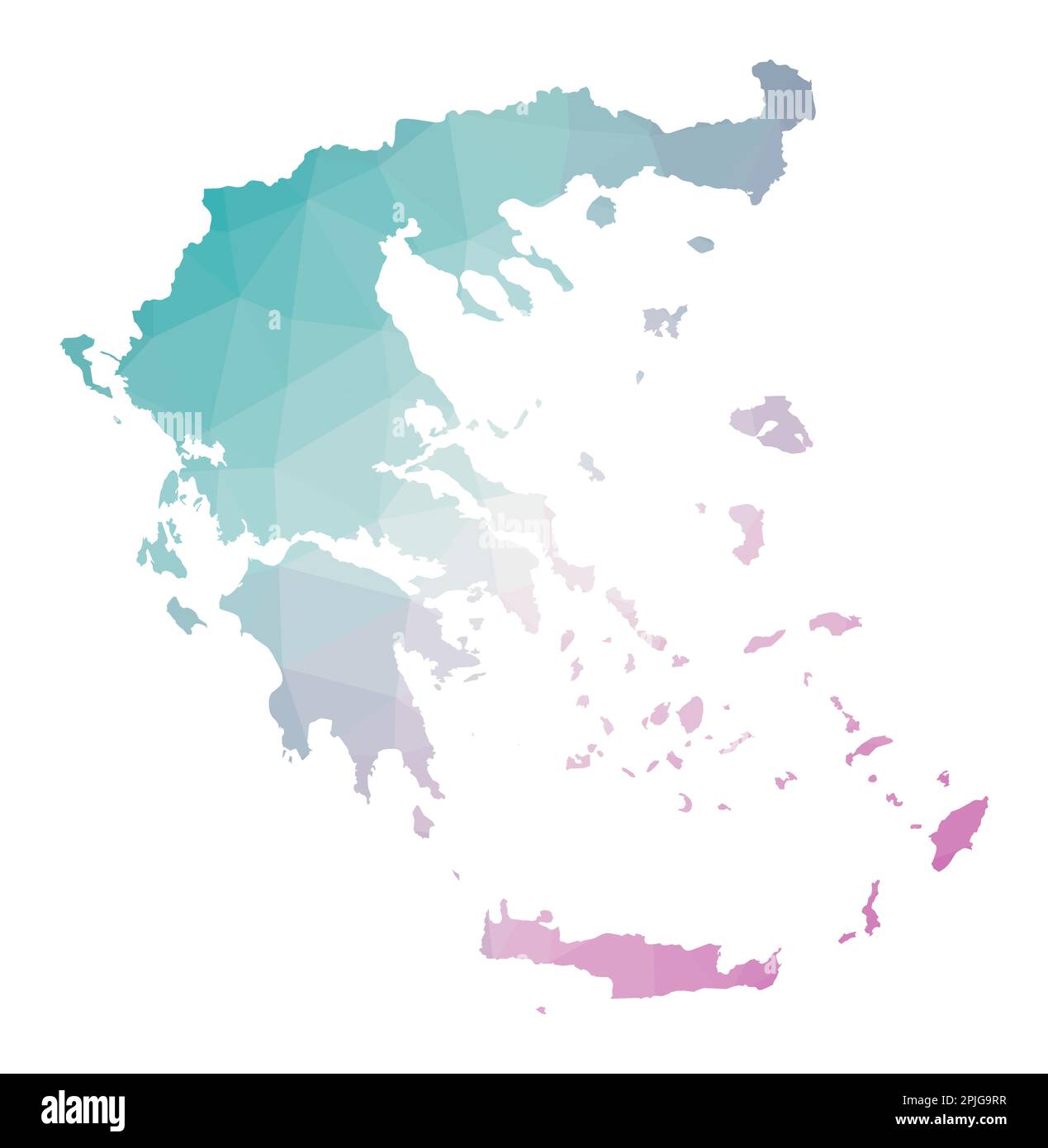 Polygonal map of Greece. Geometric illustration of the country in ...