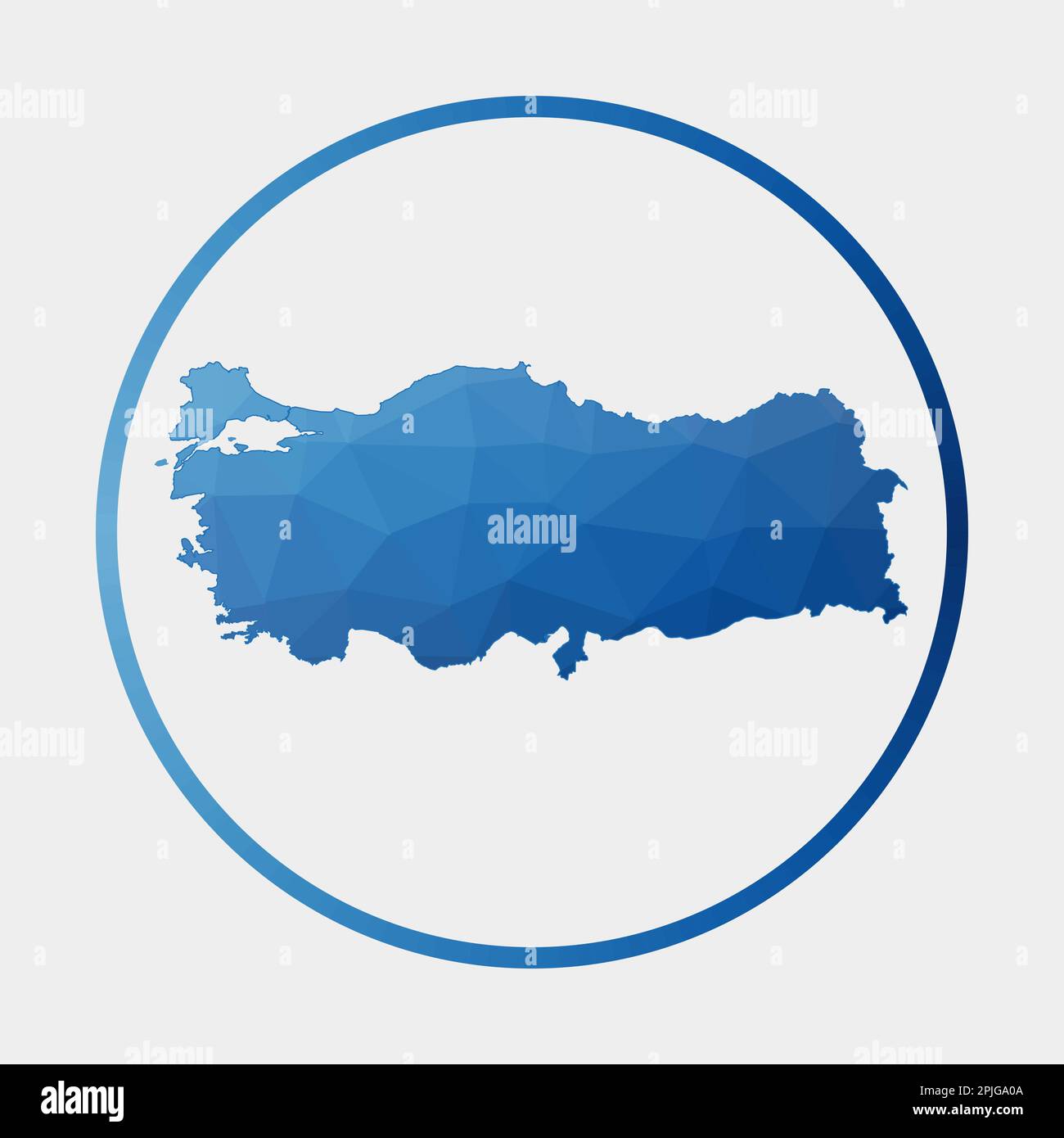 Turkey icon. Polygonal map of the country in gradient ring. Round low ...