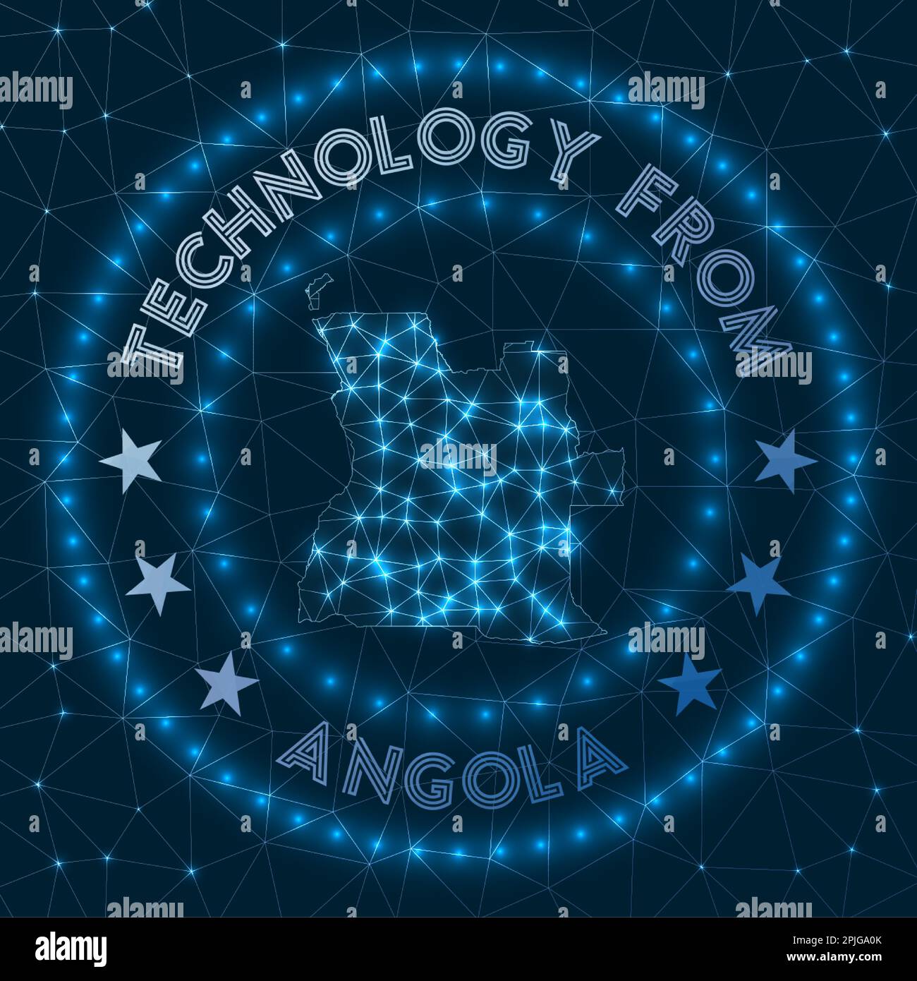 Technology From Angola. Futuristic geometric badge of the country ...