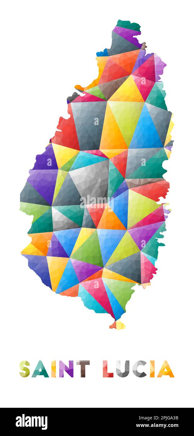 Saint Lucia - colorful low poly island shape. Multicolor geometric ...