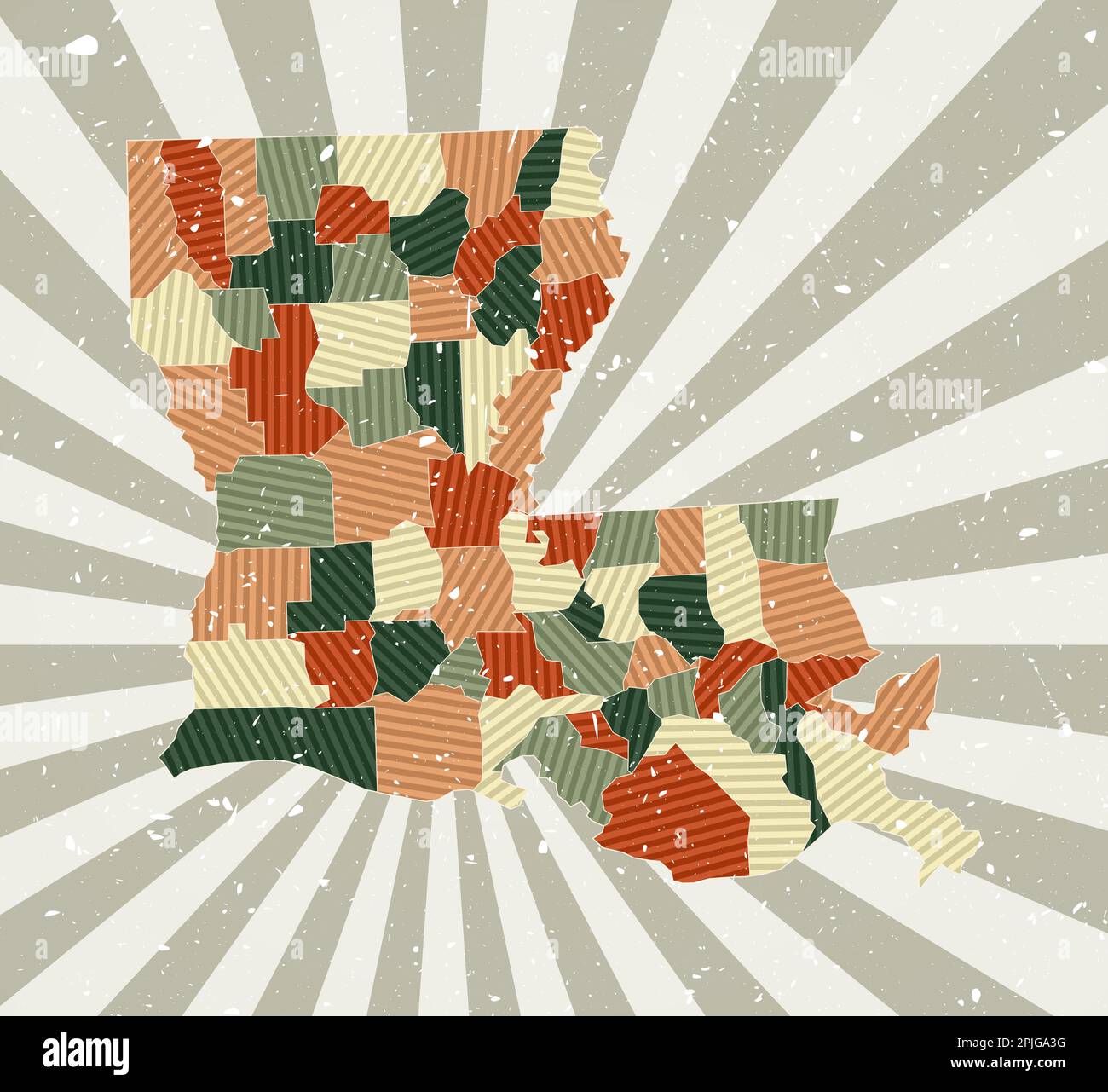 Louisiana vintage map. Grunge poster with map of the US state in retro ...