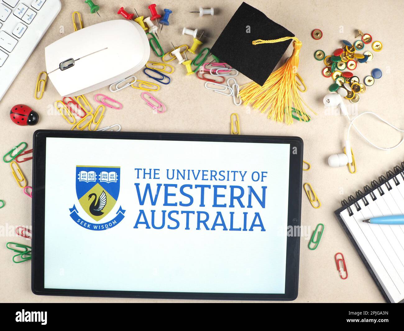In this photo illustration, The University of Western Australia logo ...
