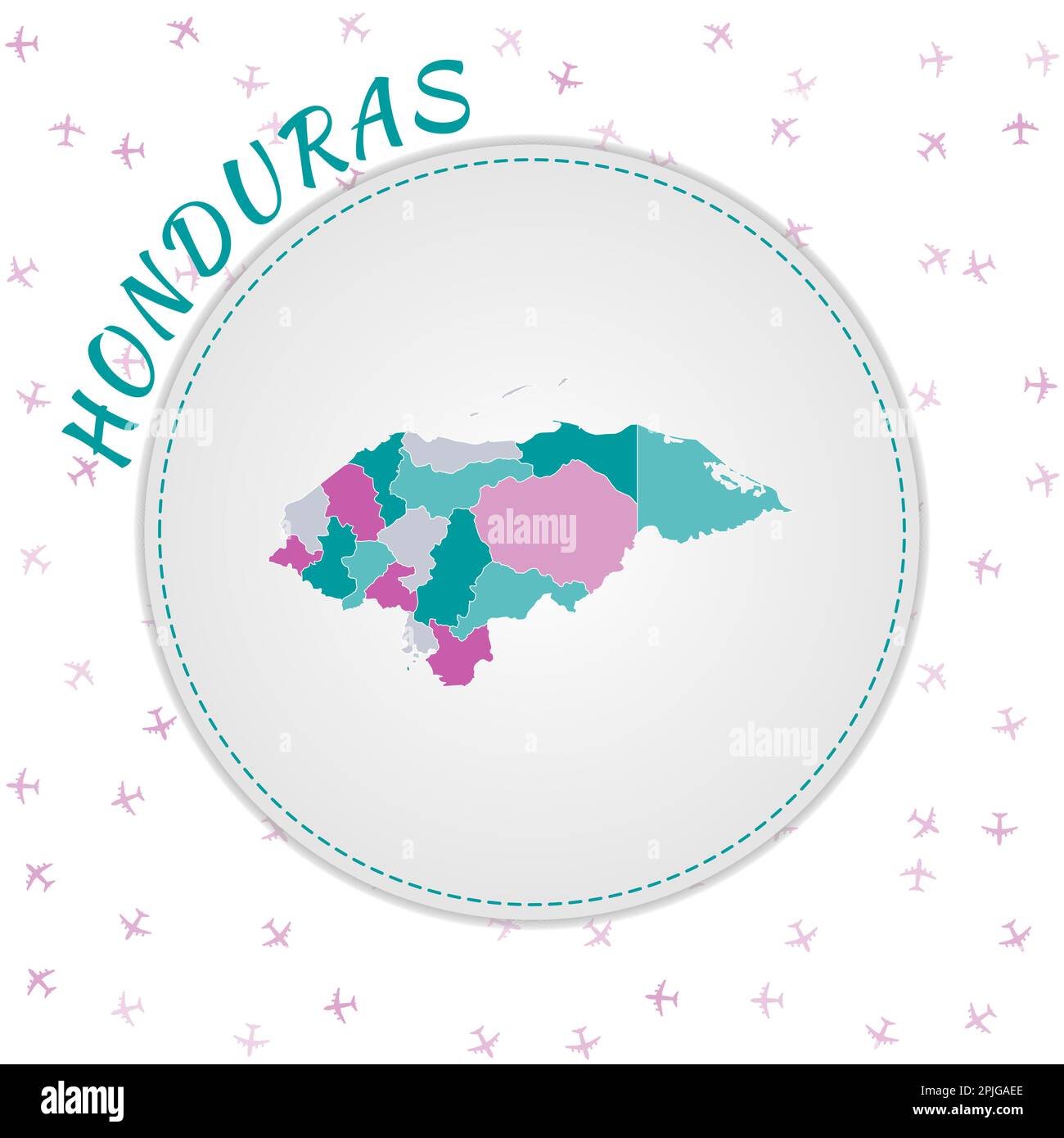 Honduras map design. Map of the country with regions in emerald ...