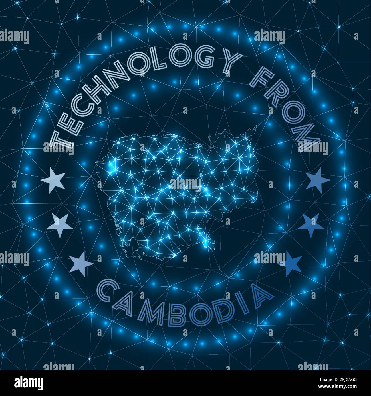 Technology From Cambodia. Futuristic geometric badge of the country ...