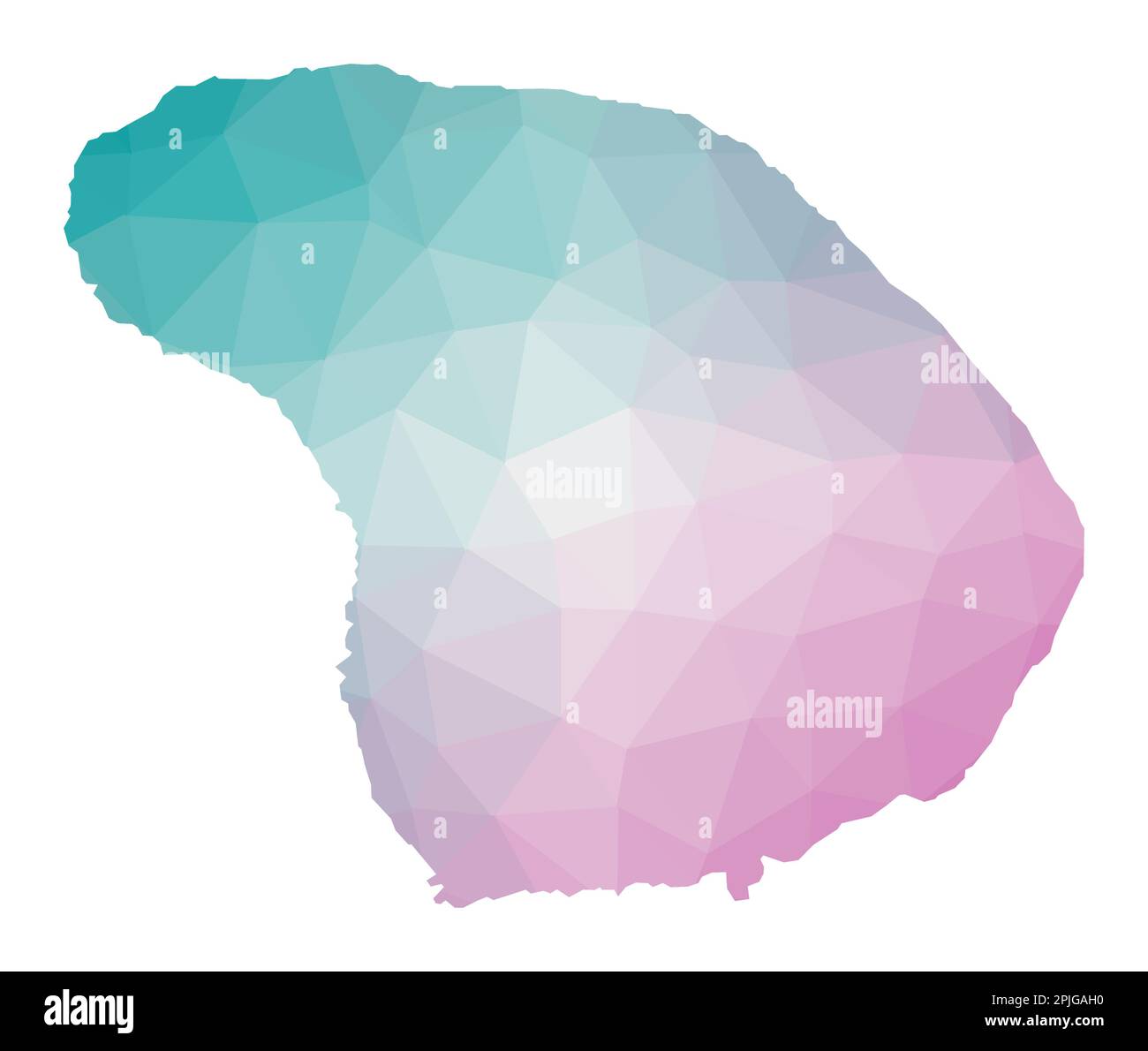 Polygonal map of Lanai. Geometric illustration of the island in emerald ...