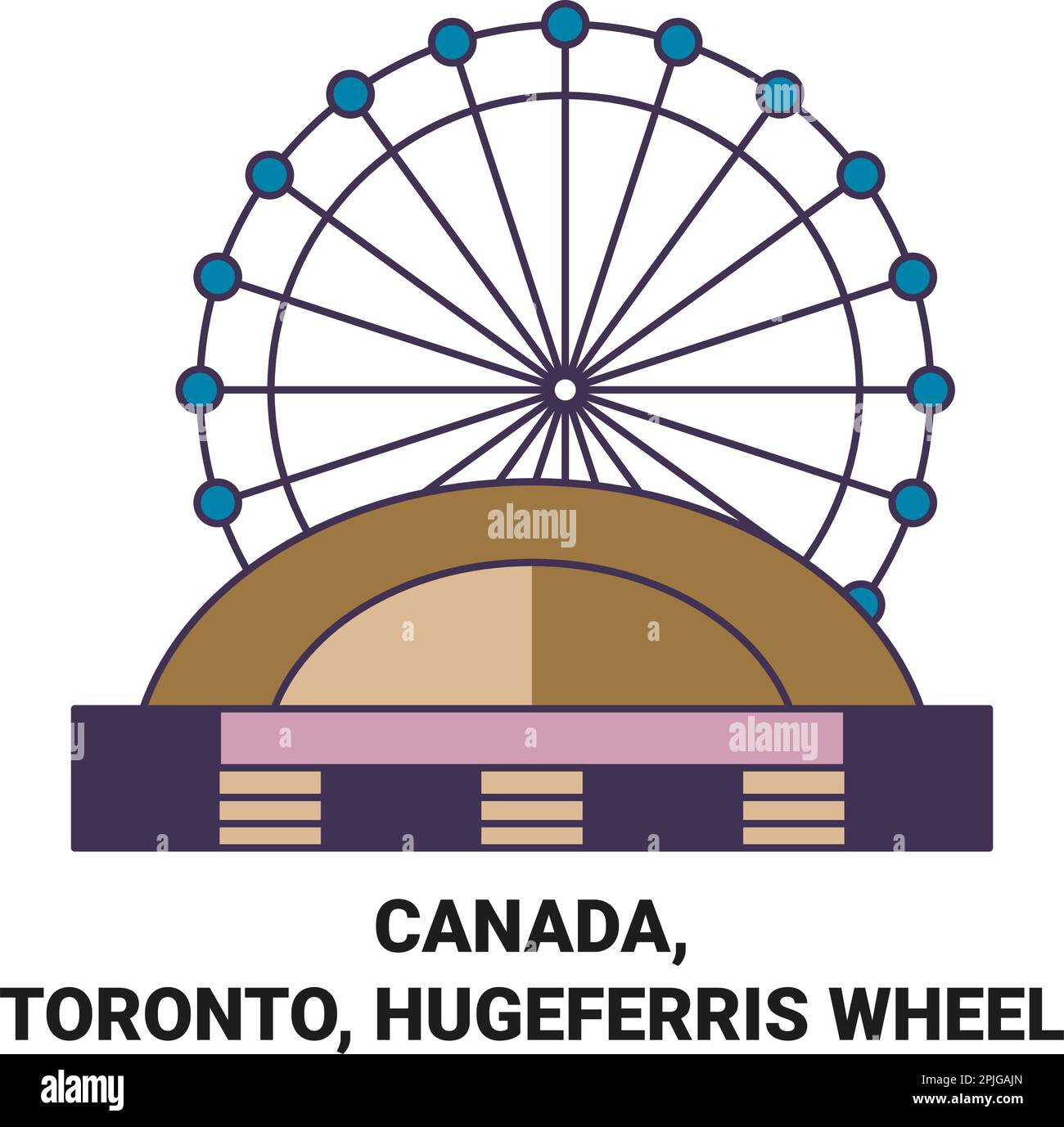 Canada, Toronto, Hugeferris Wheel travel landmark vector illustration ...