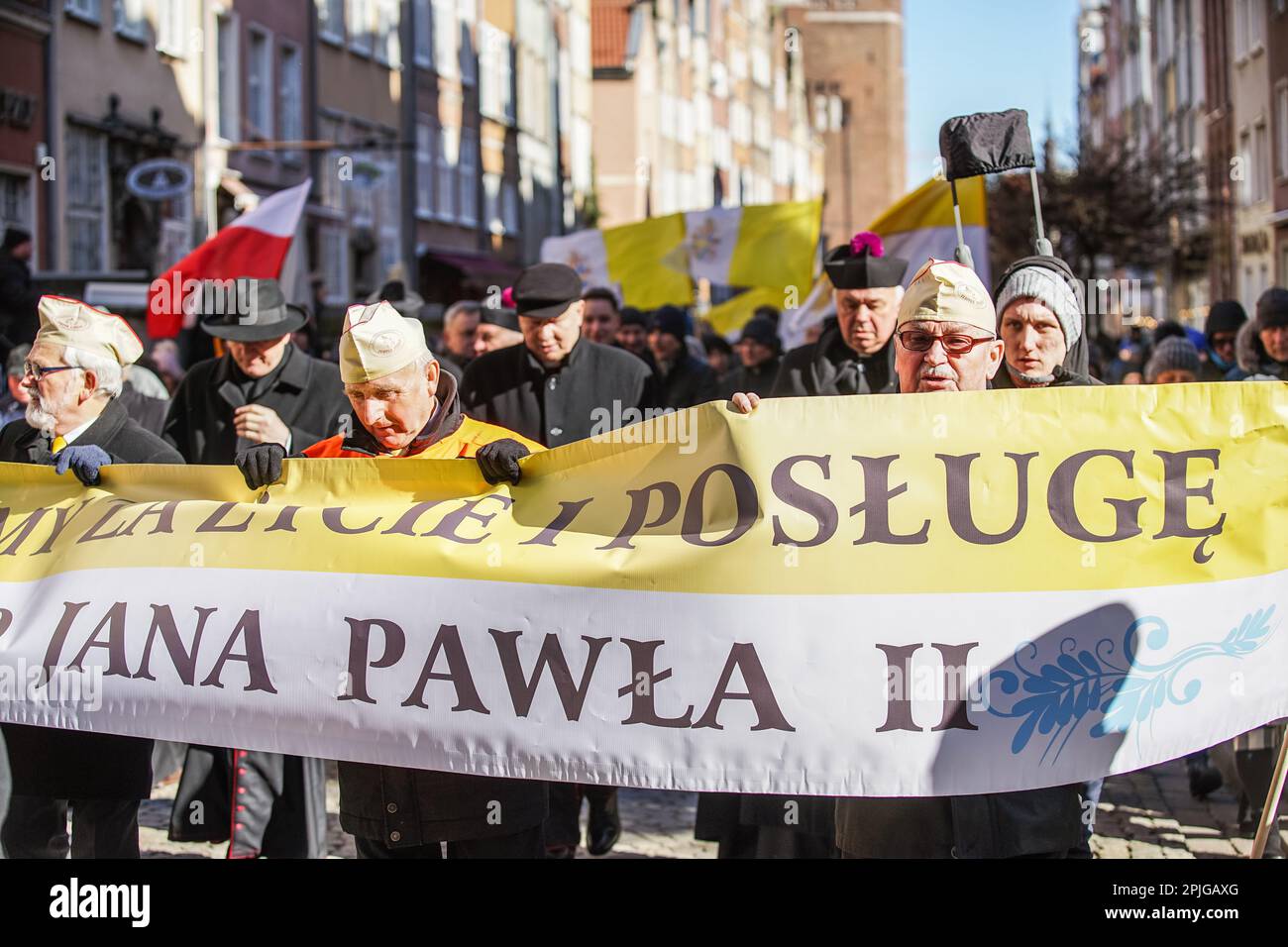 Gdansk, Poland April, 2nd. 2023 Several hundred people with portraits ...