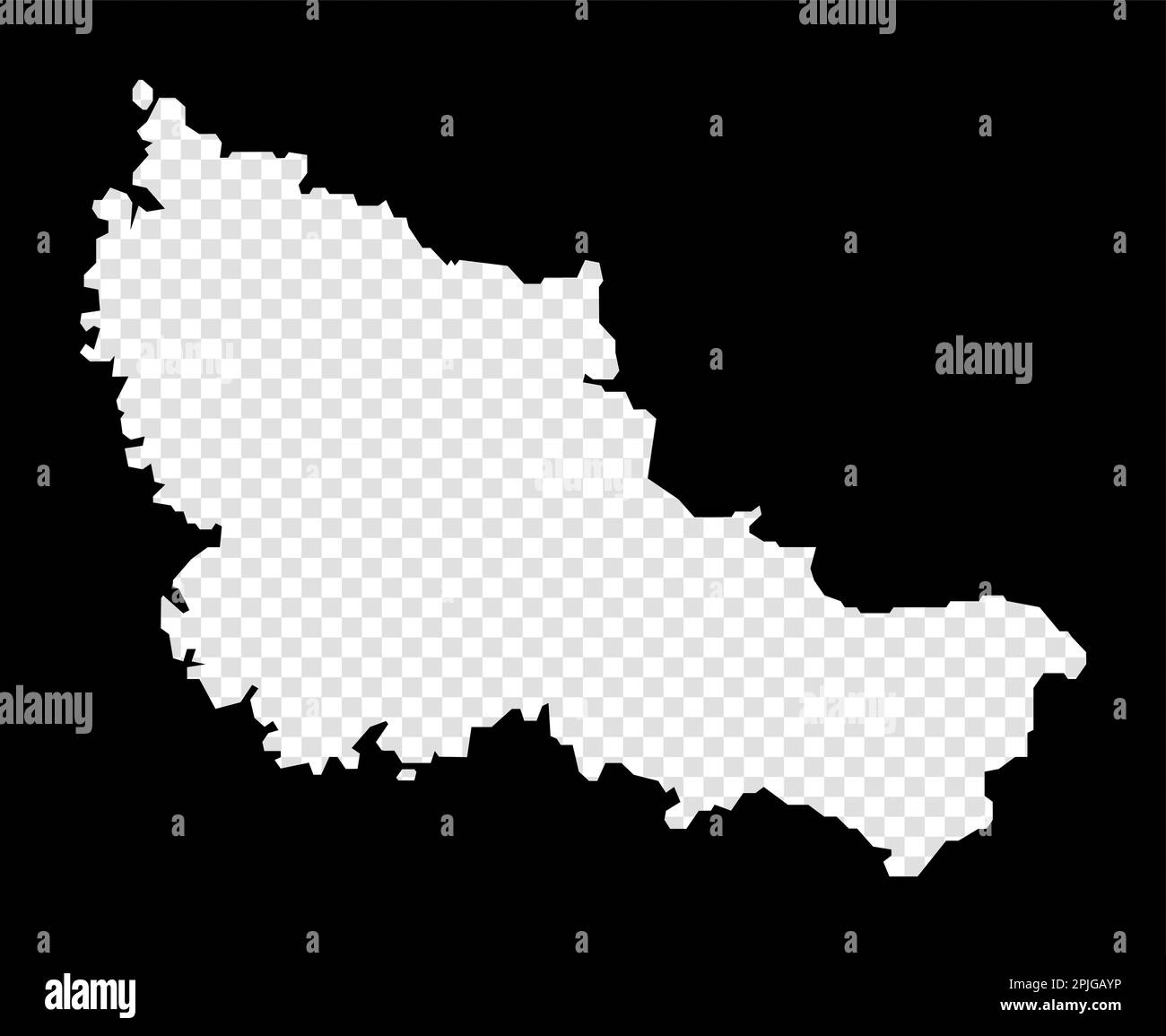 Stencil map of Belle Ile. Simple and minimal transparent map of Belle Ile. Black rectangle with ...