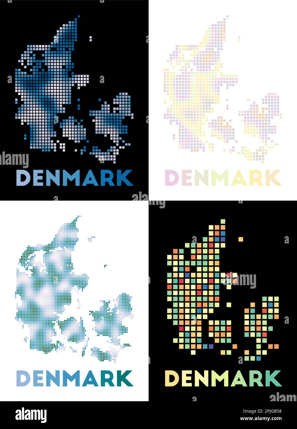 Denmark map. Collection of maps of Denmark in dotted style. Borders of ...
