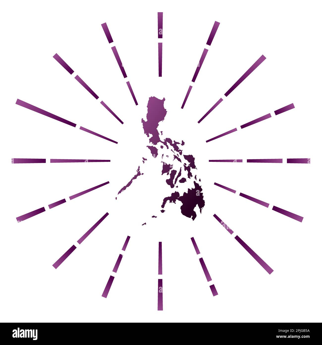 Philippines gradiented sunburst. Map of the country with colorful star ...