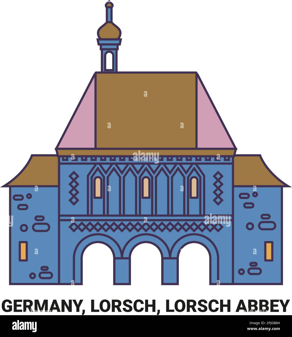 Germany, Lorsch, Lorsch Abbey travel landmark vector illustration Stock ...
