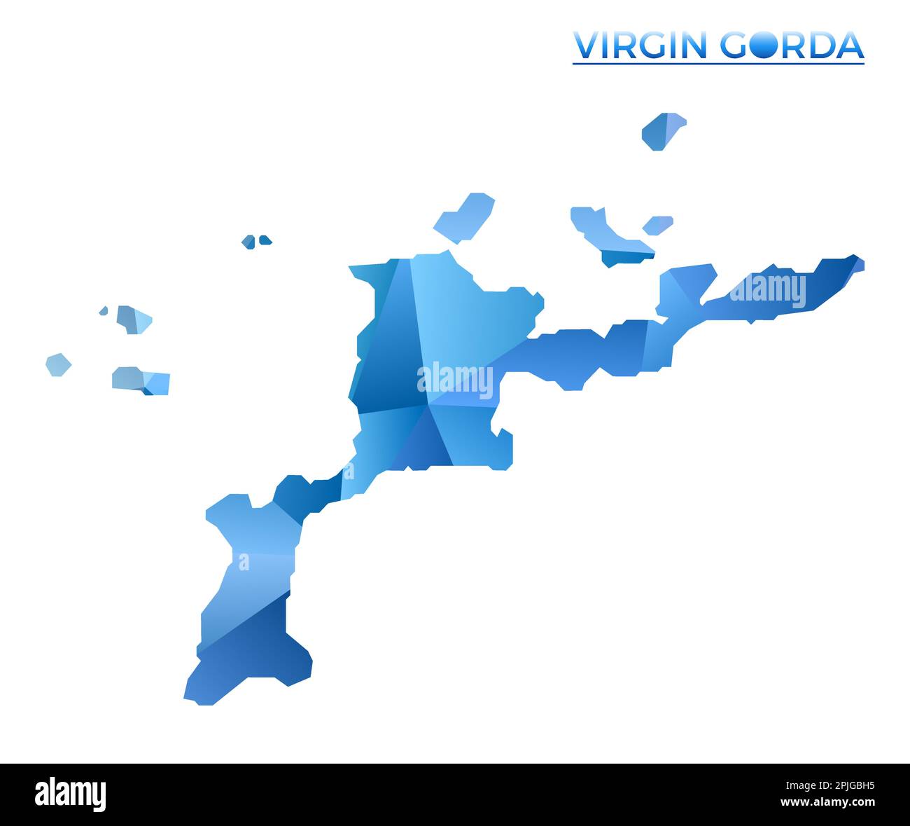 Vector polygonal Virgin Gorda map. Vibrant geometric island in low poly ...