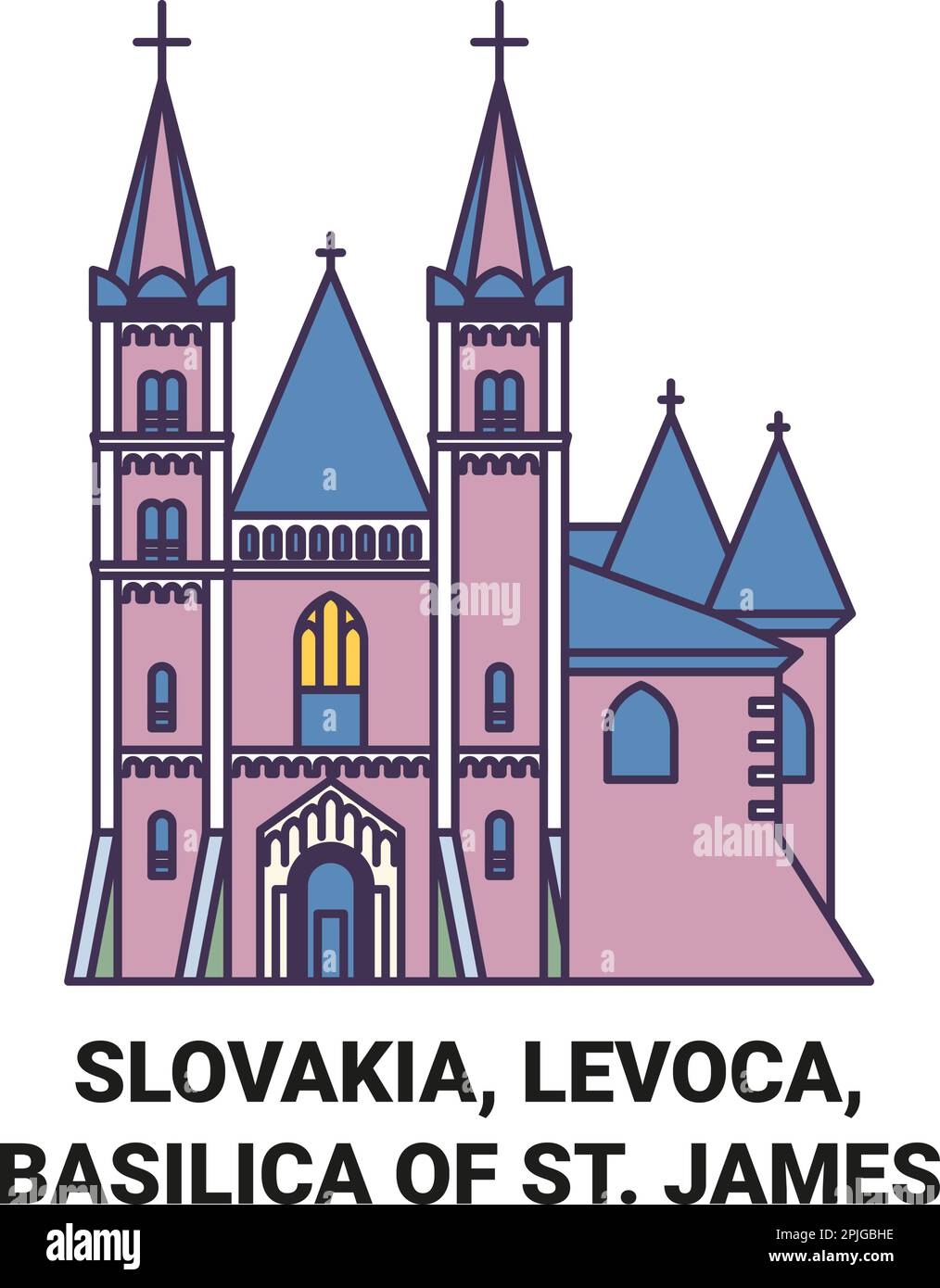 Slovakia, Levoca,Basilica Of St. James travel landmark vector ...