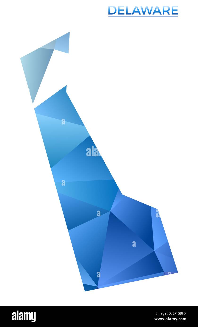 Vector polygonal Delaware map. Vibrant geometric US state in low poly ...