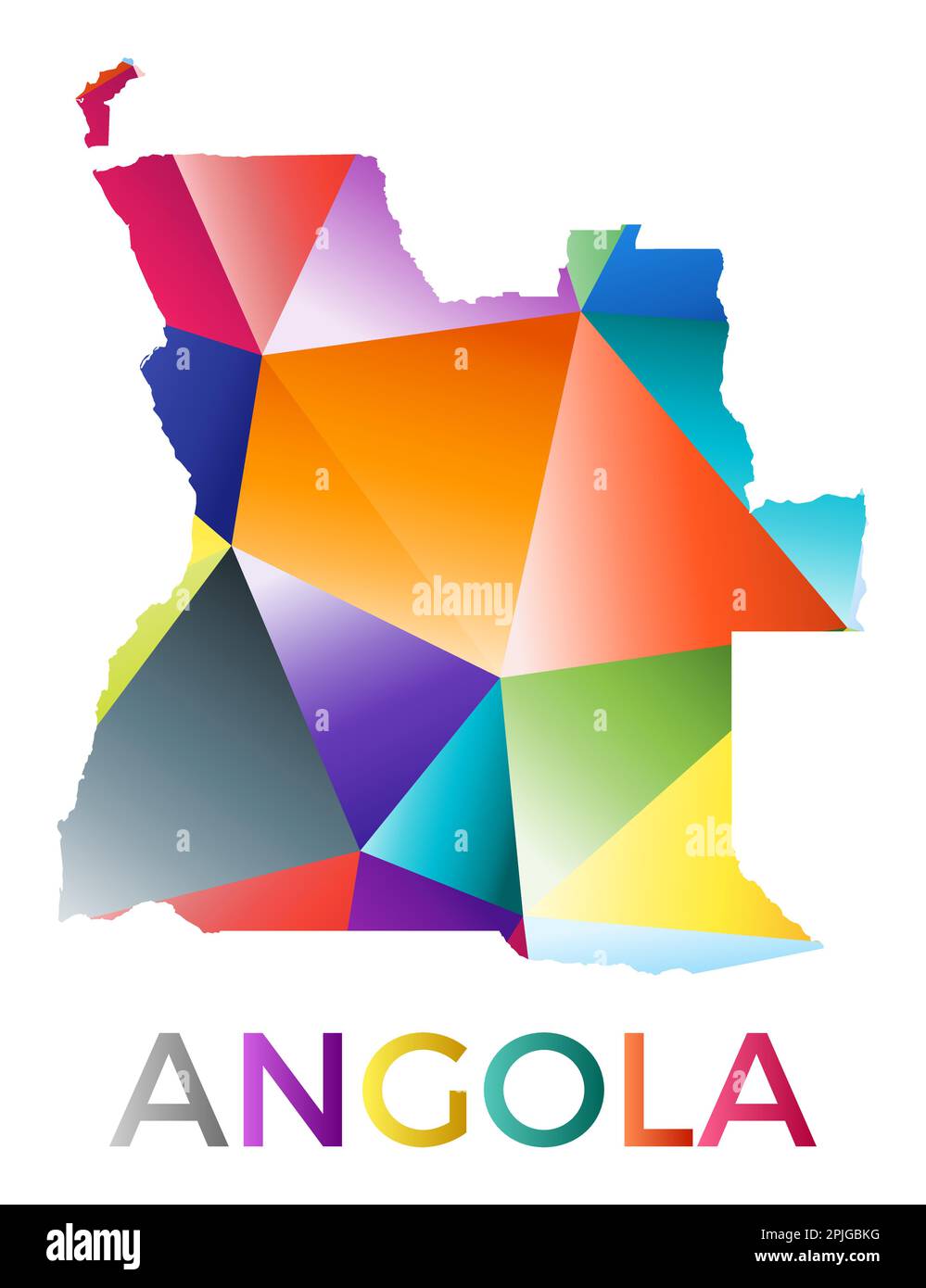 Bright colored Angola shape. Multicolor geometric style country logo ...