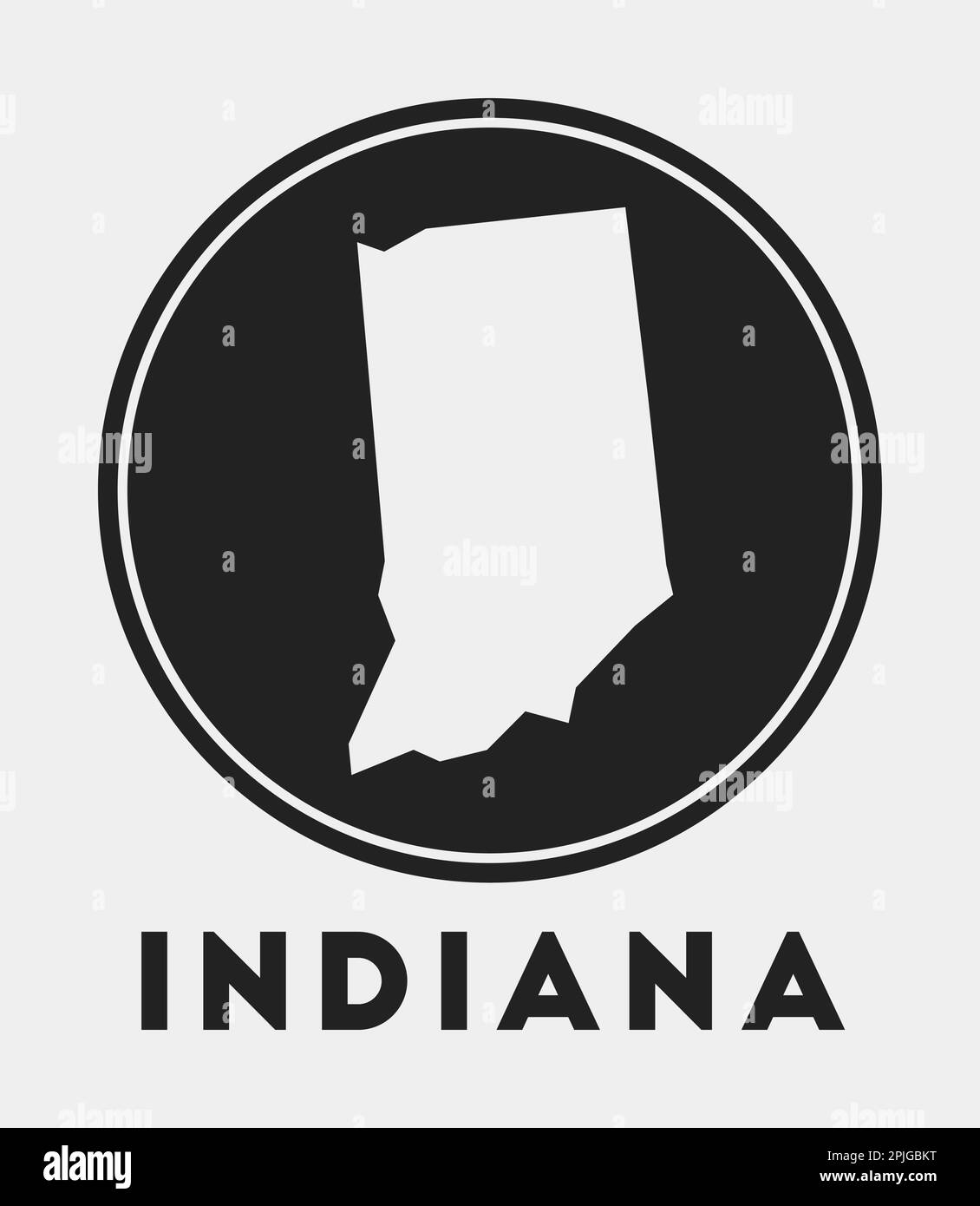 Indiana icon. Round logo with US state map and title. Stylish Indiana ...