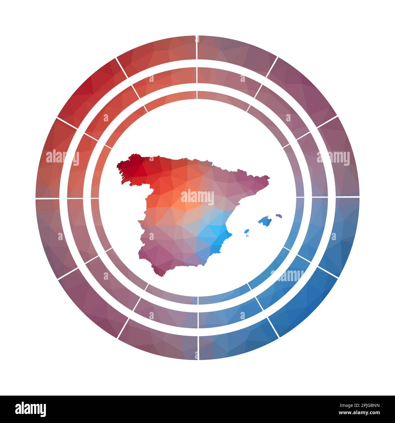 Spain badge. Bright gradient logo of country in low poly style ...