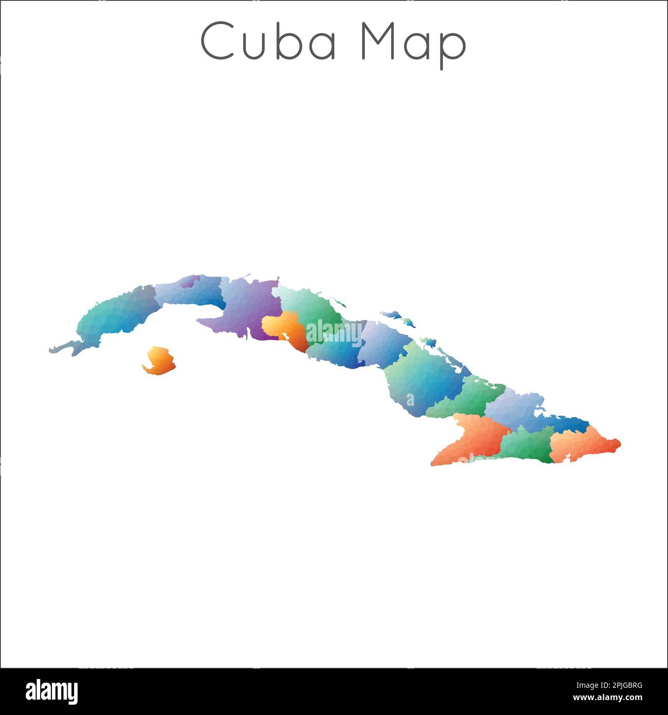 Low poly map of Cuba. Cuba geometric polygonal, mosaic style map Stock ...